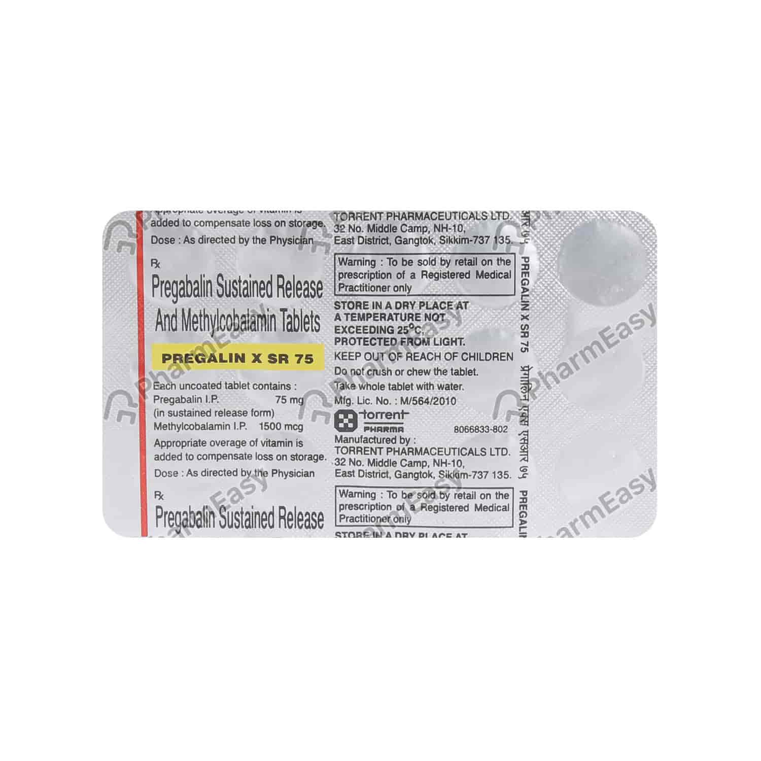 Pregalin X Sr 75mg Tab 15`S - Uses, Side Effects, Dosage, Composition ...