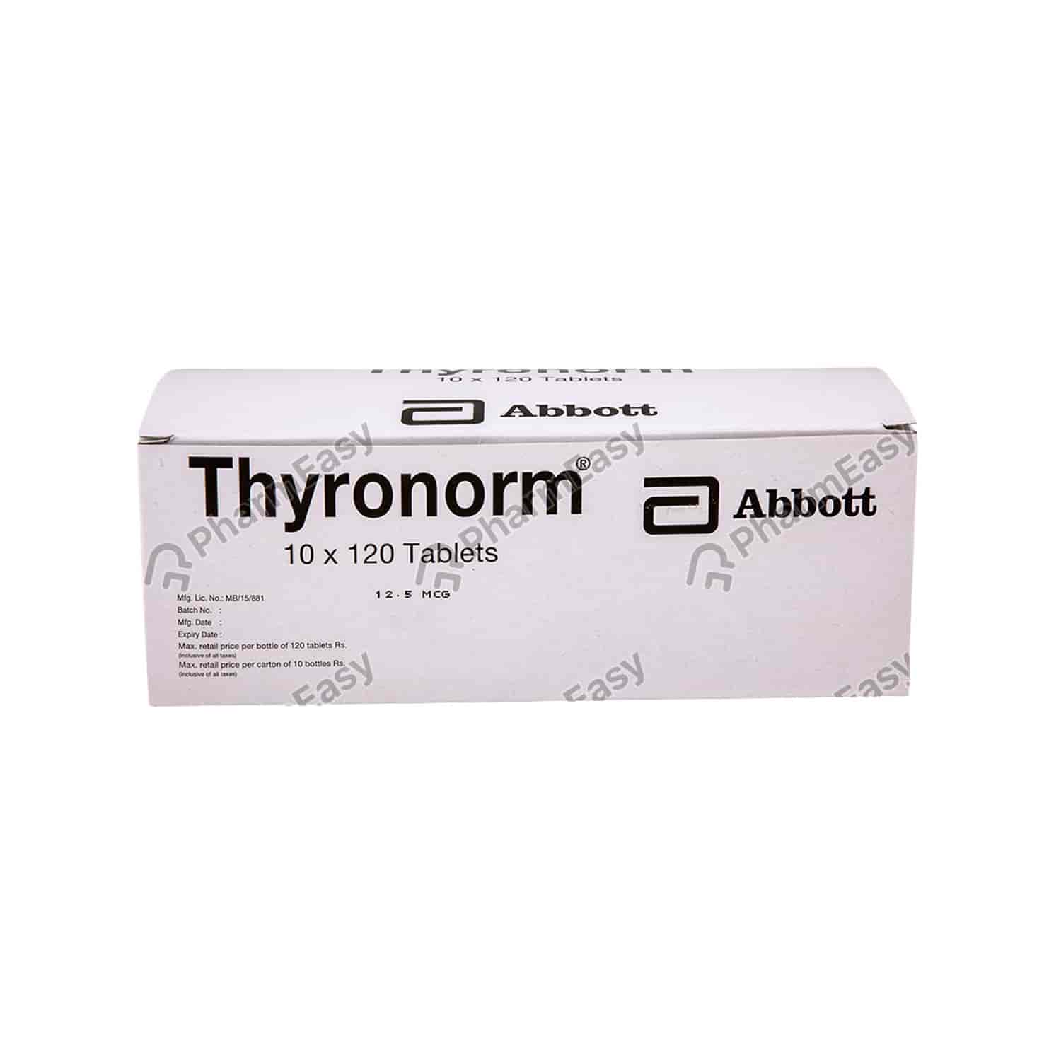 Buy Thyronorm 12.5mcg Tab 120'S Online at Flat 18% OFF* | PharmEasy