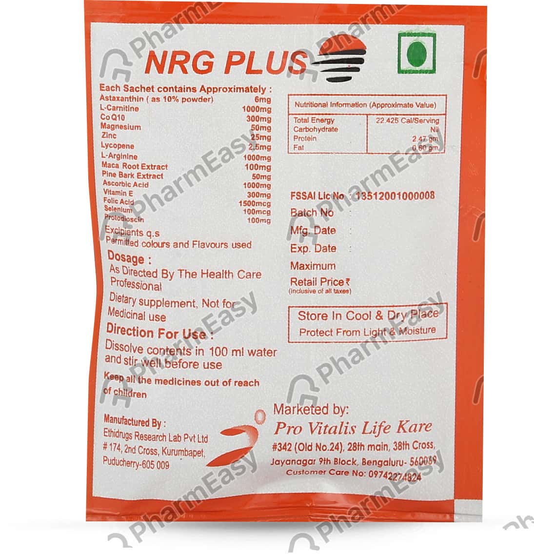 Buy Nrg Plus Orange Flavour Sachet Of 1 Granules Online at Flat 15% OFF ...