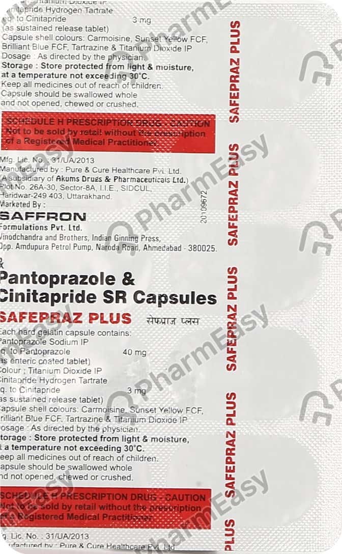 Buy Safepraz Plus Strip Of 10 Capsules Online at Flat 15% OFF | PharmEasy