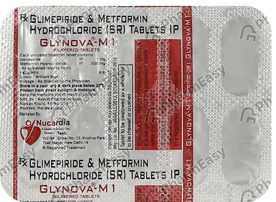 Glynova M1 Strip Of 10 Tablets: Uses, Side Effects, Price & Dosage ...
