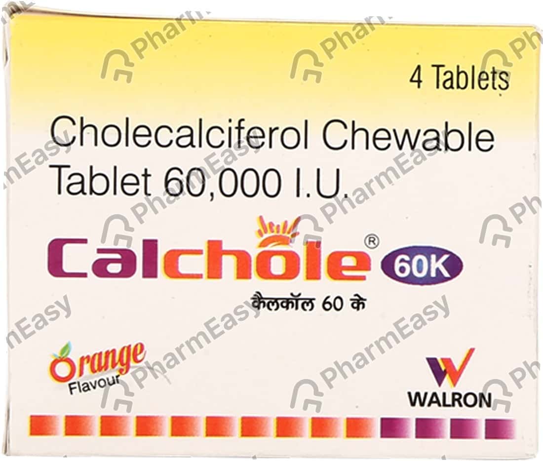 Calchole 60000 IU Tablet (4): Uses, Side Effects, Price & Dosage ...