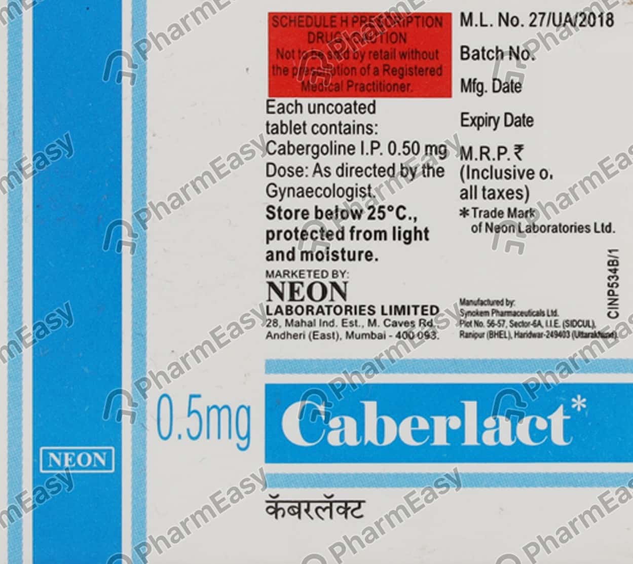 Caberlact 0.5 MG Tablet (2): Uses, Side Effects, Price & Dosage | PharmEasy