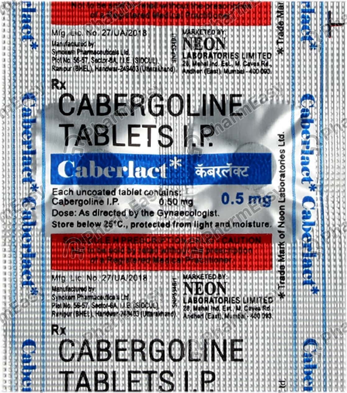 Caberlact 0.5 MG Tablet (2): Uses, Side Effects, Price & Dosage | PharmEasy