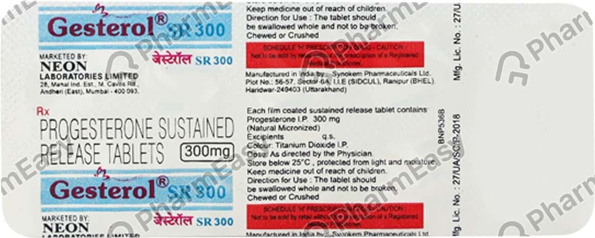 Gesterol Sr 300 MG Tablet (10): Uses, Side Effects, Price & Dosage ...