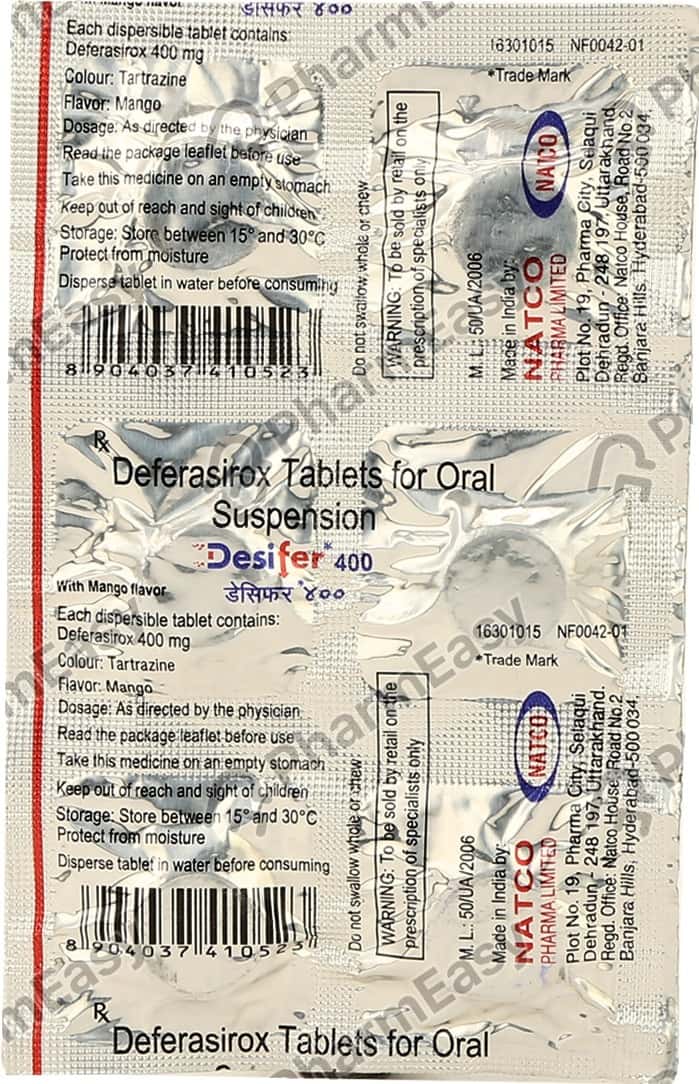 Desifer 400 MG Tablet (6): Uses, Side Effects, Price & Dosage | PharmEasy