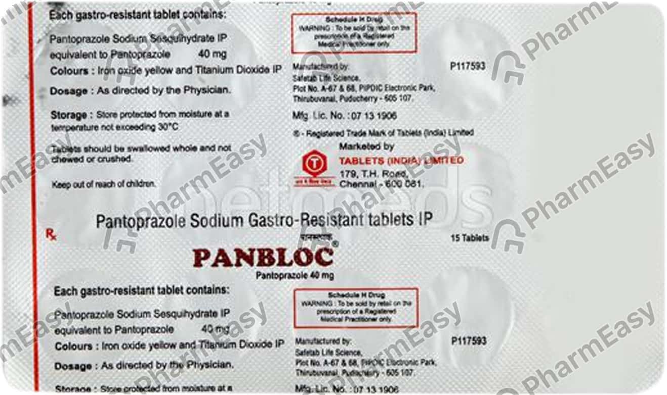 Panbloc 40 MG Tablet (15): Uses, Side Effects, Price & Dosage | PharmEasy