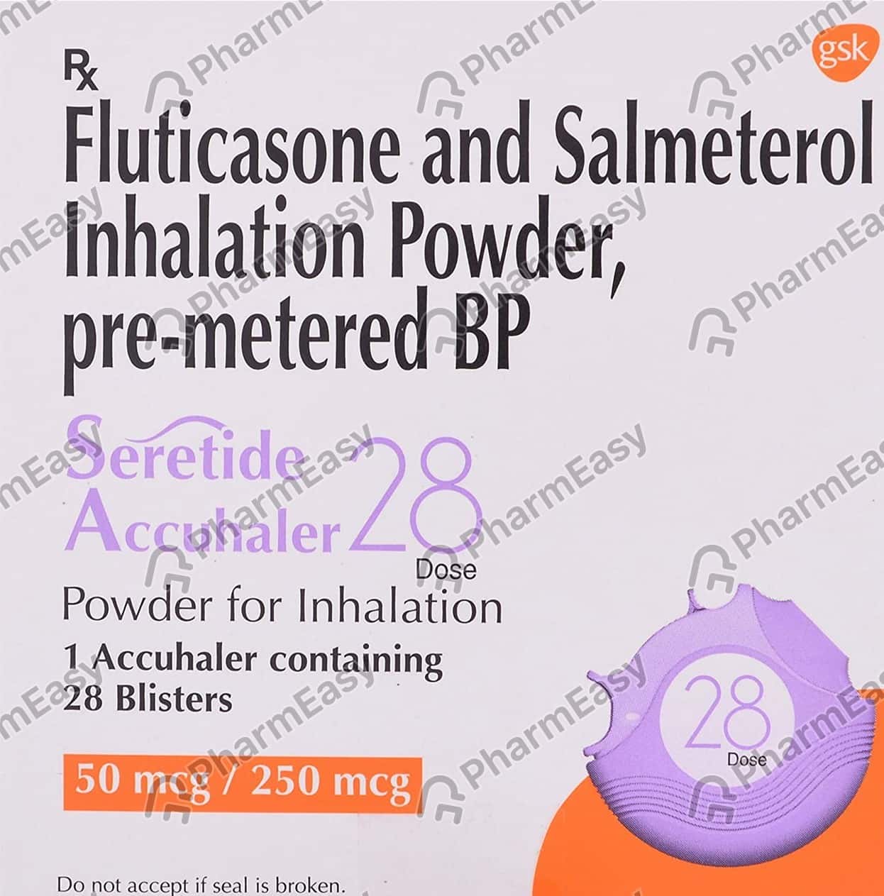 Buy Seretide Accuhaler 50/250mcg Box Of 28md Metered Dose Inhaler ...