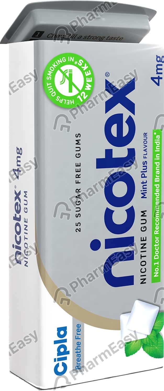 Nicotex 4 MG Chewing Gum (25): Uses, Side Effects, Price, Dosage ...