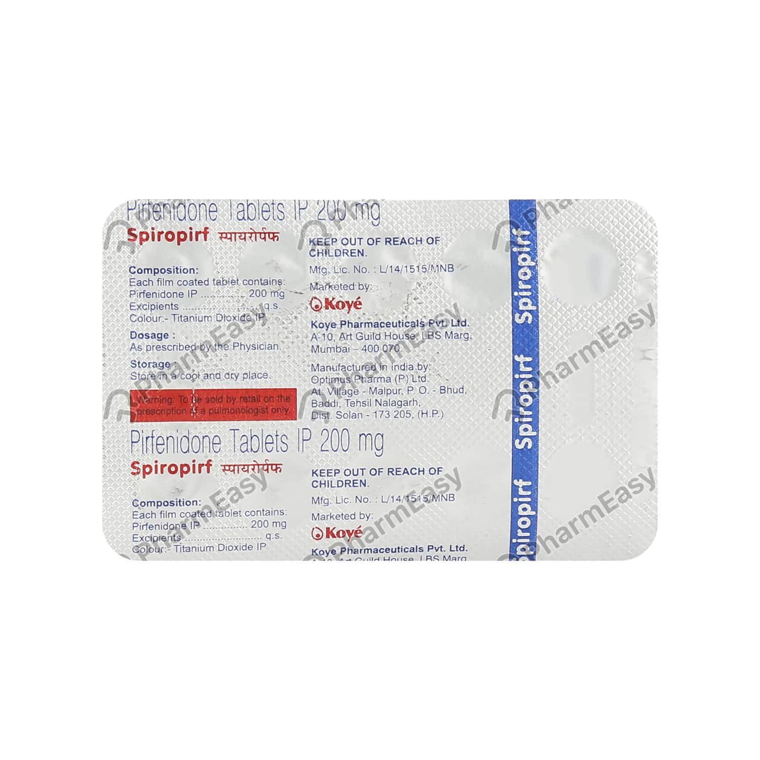 Buy Spiropirif 200 MG Tablet (10) Online at Flat 18% OFF* | PharmEasy