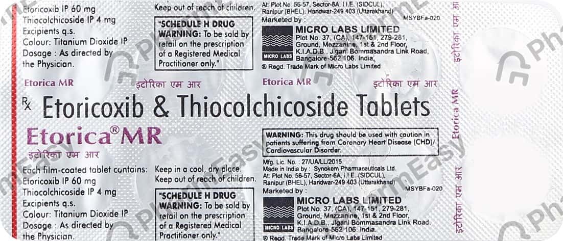 Etorica Mr Strip Of 10 Tablets: Uses, Side Effects, Price & Dosage ...