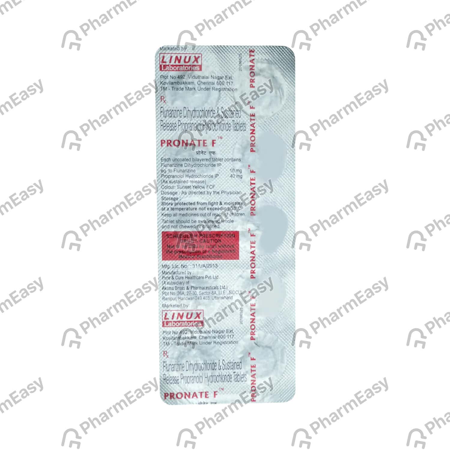Pronate F Strip Of 10 Tab.S: Uses, Side Effects, Price & Dosage | PharmEasy