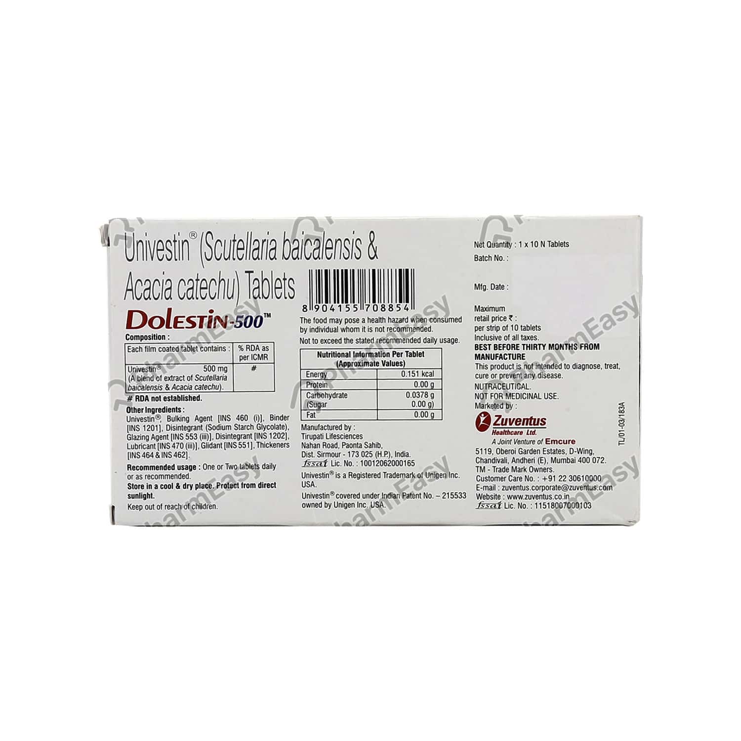 Buy Dolestin 500 MG Tablet (10) Online at Flat 18% OFF* | PharmEasy
