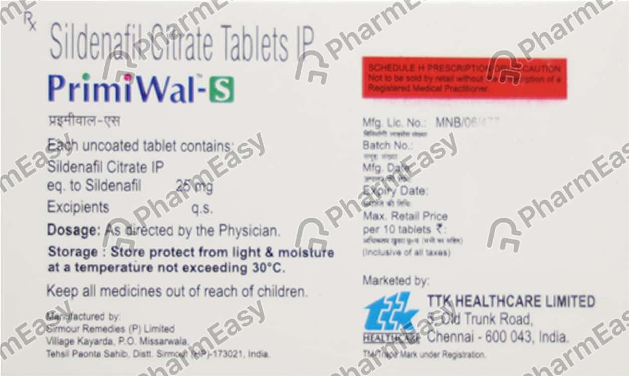 Primiwal S 25 MG Tablet (10): Uses, Side Effects, Price & Dosage ...