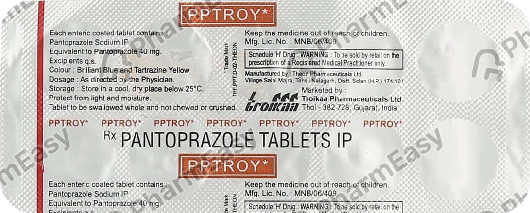 Pptroy 40 MG Tablet (10): Uses, Side Effects, Price & Dosage | PharmEasy