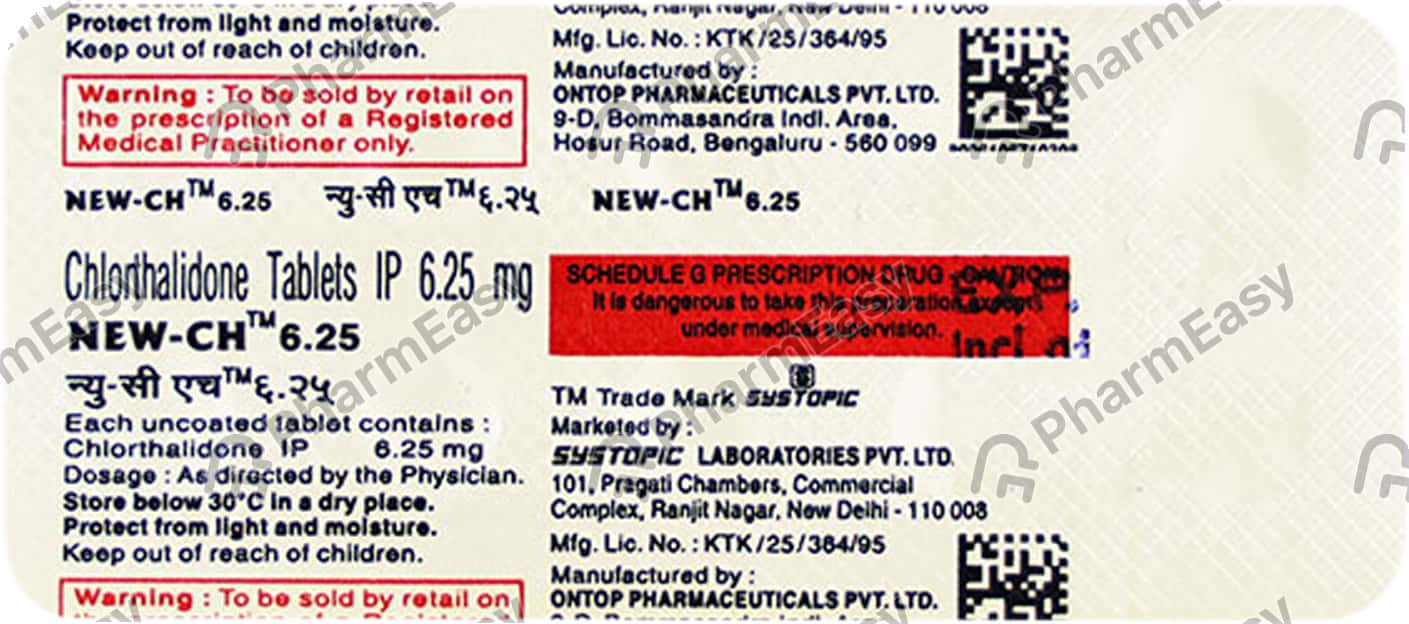 New Ch 6.25 MG Tablet (10): Uses, Side Effects, Price & Dosage | PharmEasy