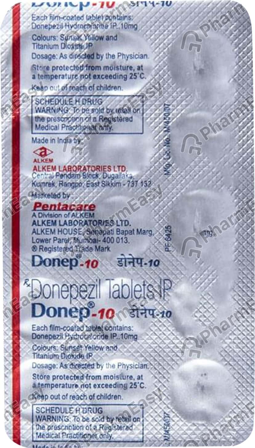 Donep 10 MG Tablet (15): Uses, Side Effects, Price & Dosage | PharmEasy
