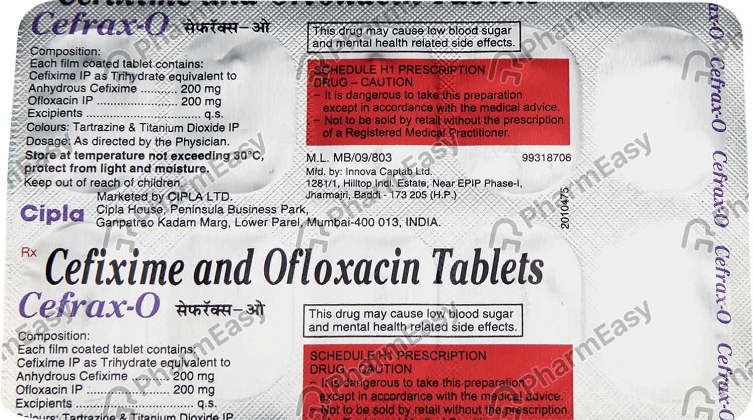 Cefrax O Strip Of 10 Tablets: Uses, Side Effects, Price & Dosage ...