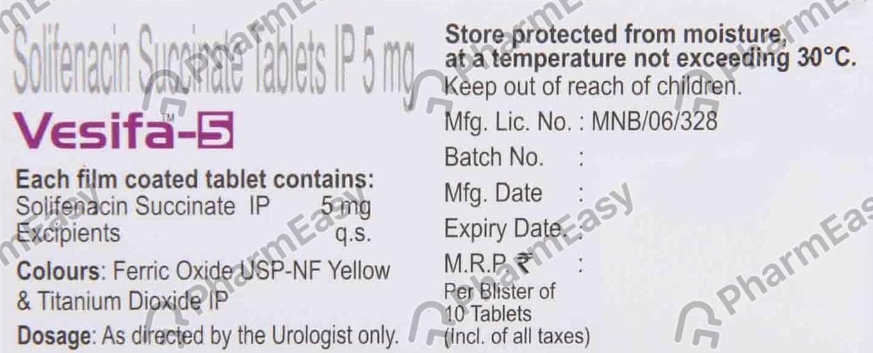 Vesifa 5 MG Tablet (10): Uses, Side Effects, Price & Dosage | PharmEasy