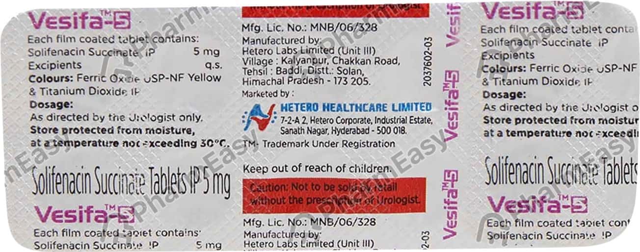 Vesifa 5 MG Tablet (10): Uses, Side Effects, Price & Dosage | PharmEasy