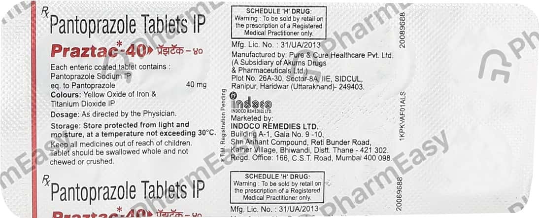 Praztac 40 MG Tablet (10): Uses, Side Effects, Price & Dosage | PharmEasy