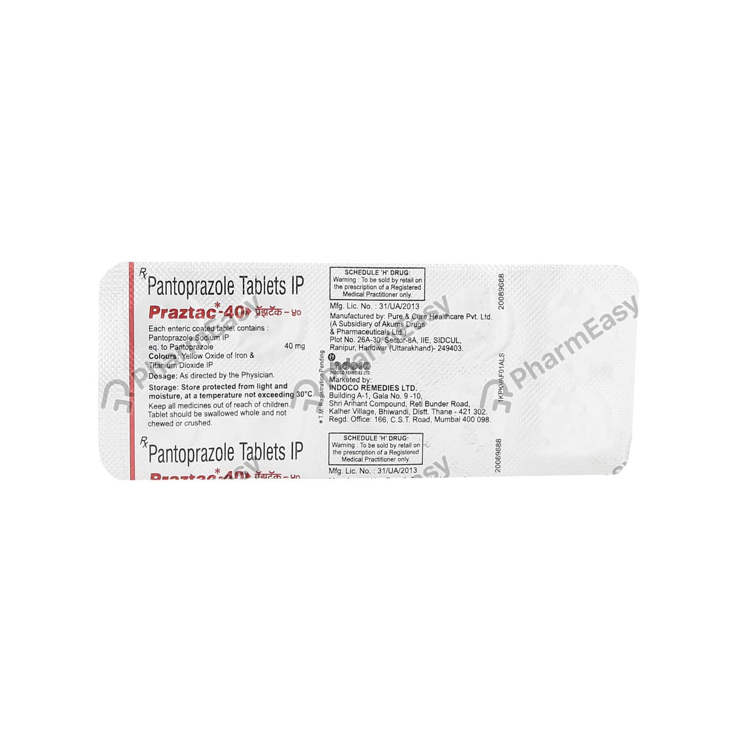Praztac 40 MG Tablet (10) - Uses, Side Effects, Dosage, Composition ...