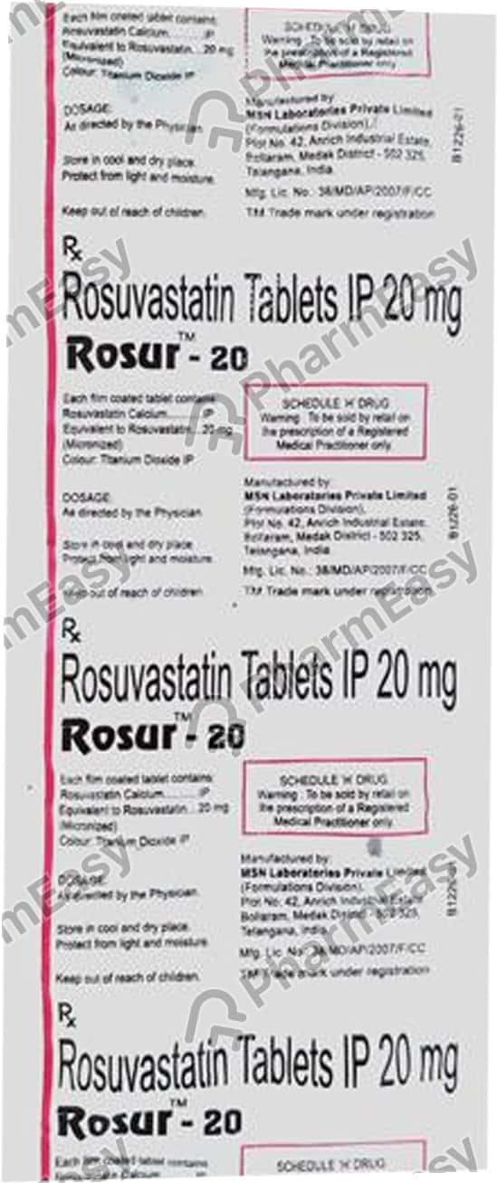 Buy Rosucor 20 MG Tablet (10) Online at Flat 15% OFF | PharmEasy