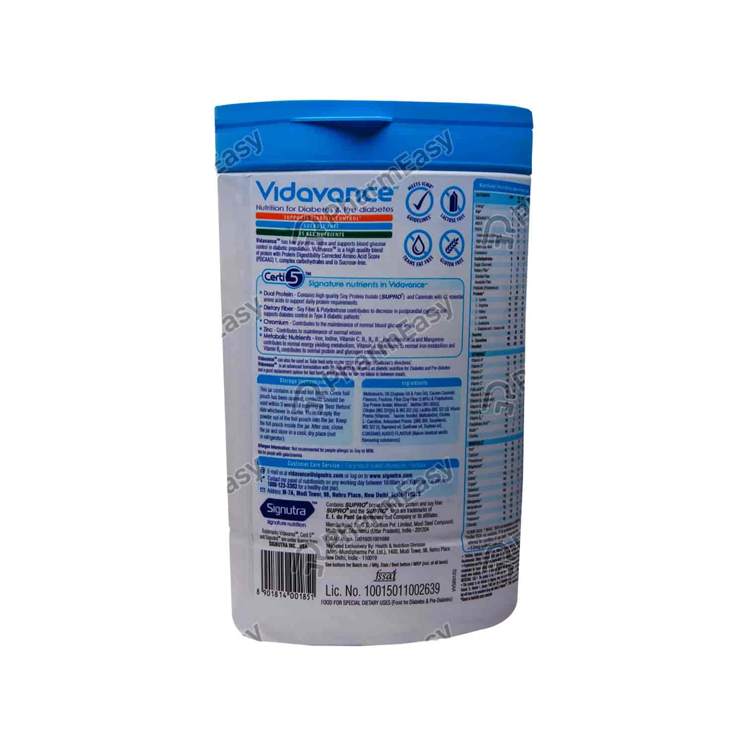 Buy Vidavance Advanced Nutrition Vanilla Diabetes Care Powder Jar Of ...