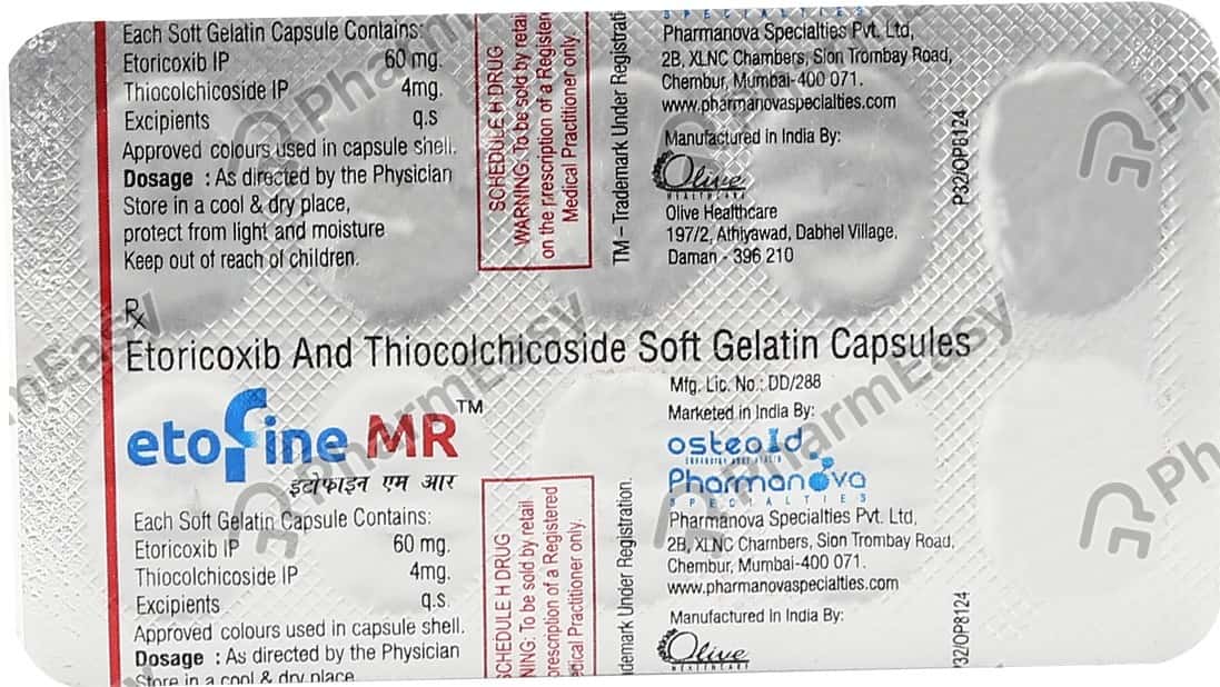 Etofine Mr Strip Of 10 Capsules: Uses, Side Effects, Price & Dosage ...