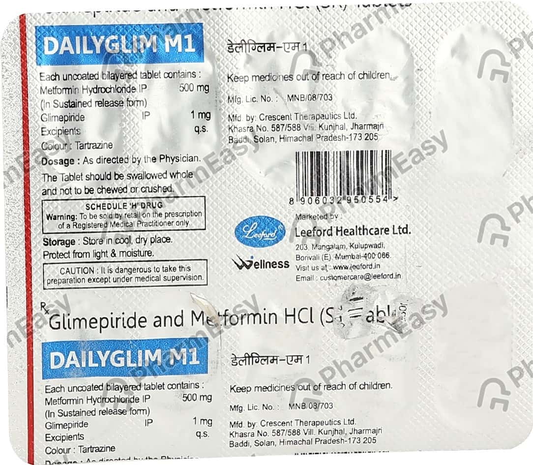 Dailyglim M1 Tablets: Uses, Side Effects, Price, Dosage & Composition ...
