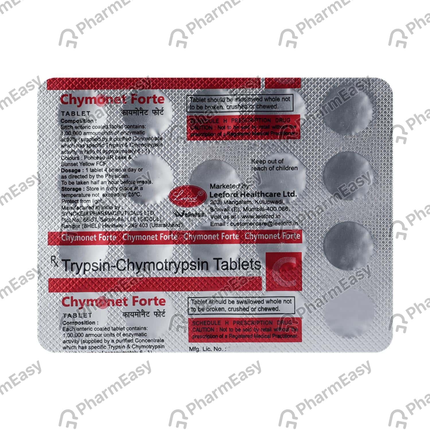 Chymonet Forte 100000 AU Tablet (20): Uses, Side Effects, Price ...