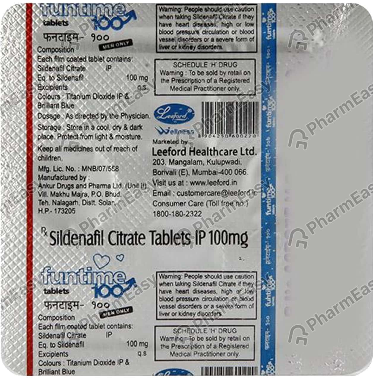 Funtime 100 MG Tablet (4): Uses, Side Effects, Price & Dosage | PharmEasy