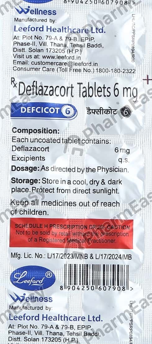 Defcicot 6 MG Tablet (10): Uses, Side Effects, Price & Dosage | PharmEasy