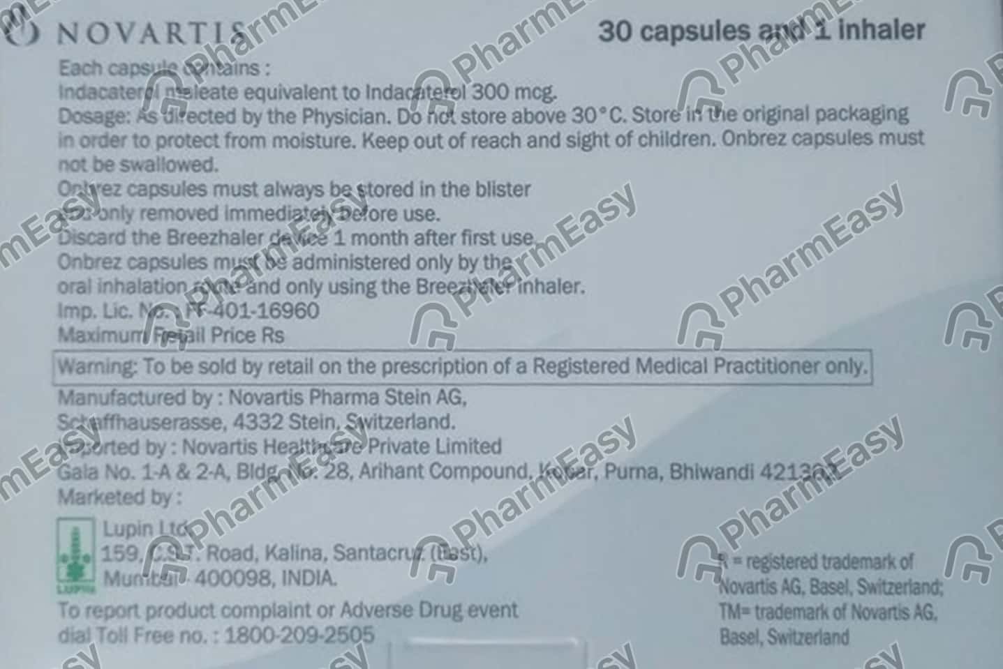 Buy Onbrez 300 MCG Inhalation Capsule (30) Online at Flat 15% OFF ...