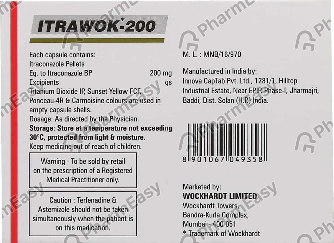 Itrawok 200 MG Capsule (4): Uses, Side Effects, Price & Dosage | PharmEasy