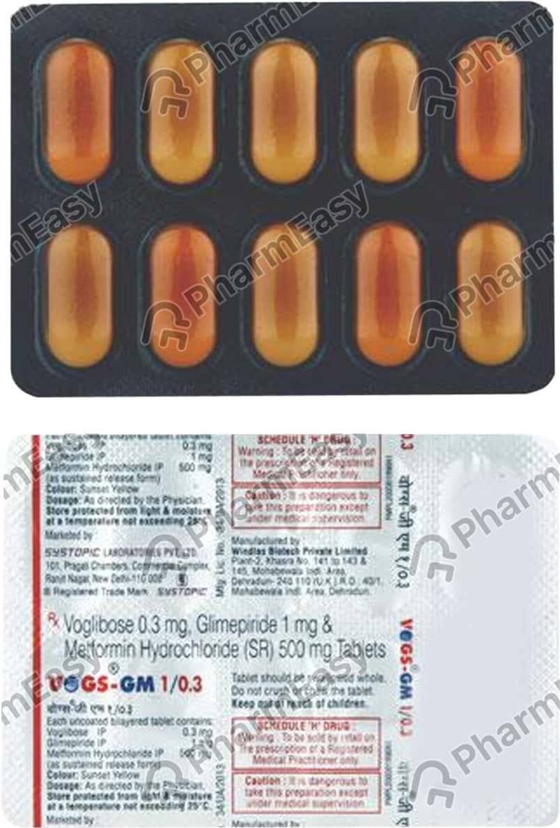 Vogs Gm 1/0.3mg Strip Of 10 Tablets: Uses, Side Effects, Price & Dosage ...