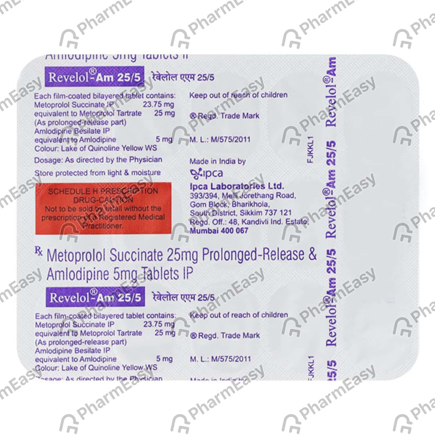 Revelol Am 25/5mg Strip Of 15 Tablets: Uses, Side Effects, Price ...