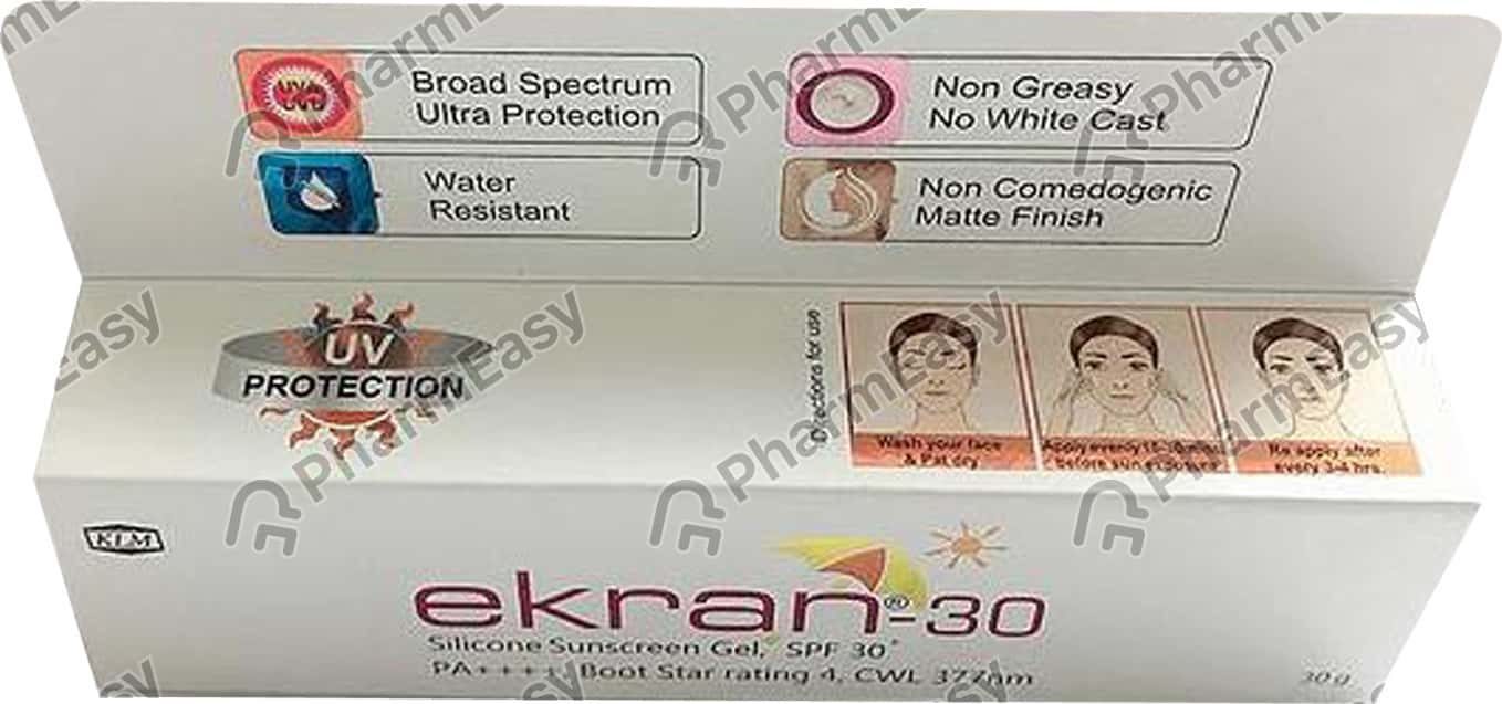 Buy EKRAN 30 SILICONE SPF 30 PLUS TUBE OF 30G SUNSCREEN GEL Online ...