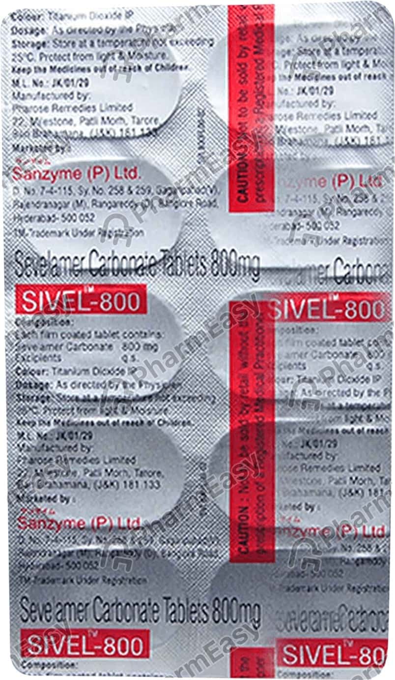 Sivel 800 MG Tablet (10): Uses, Side Effects, Price, Dosage ...