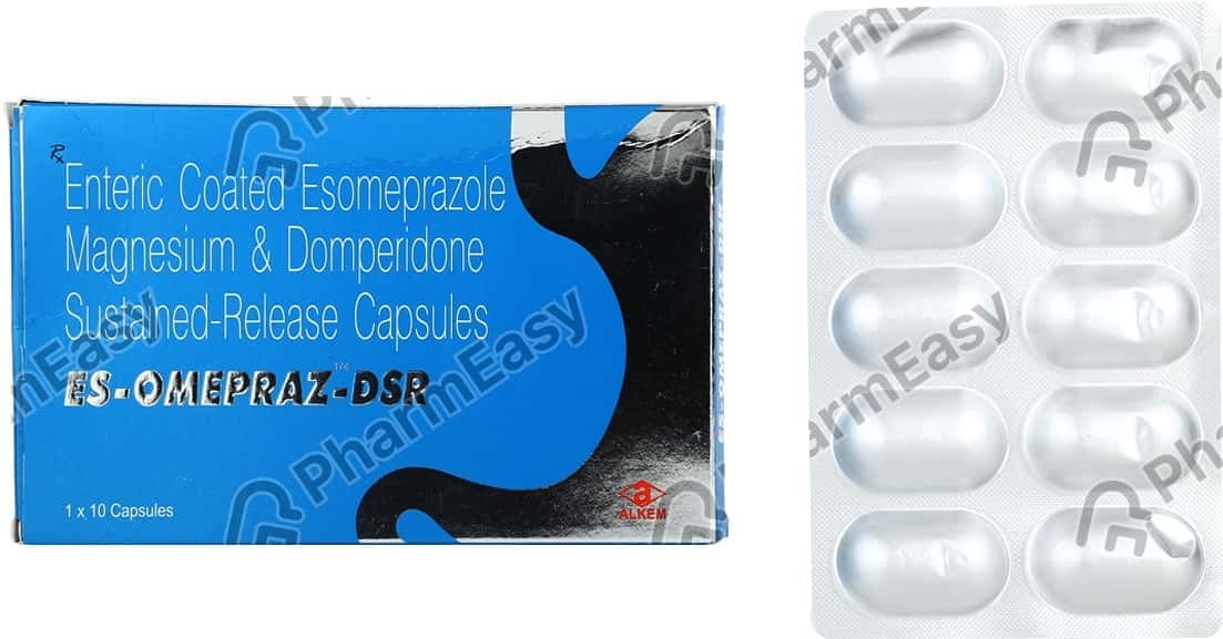 Es Omepraz Dsr Strip Of 10 Capsules: Uses, Side Effects, Price & Dosage ...