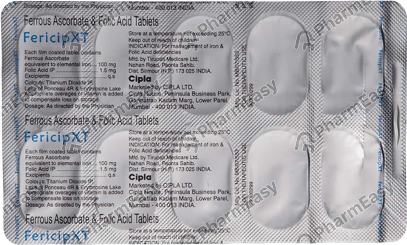 Fericip Xt Strip Of 15 Tablets: Uses, Side Effects, Price & Dosage ...