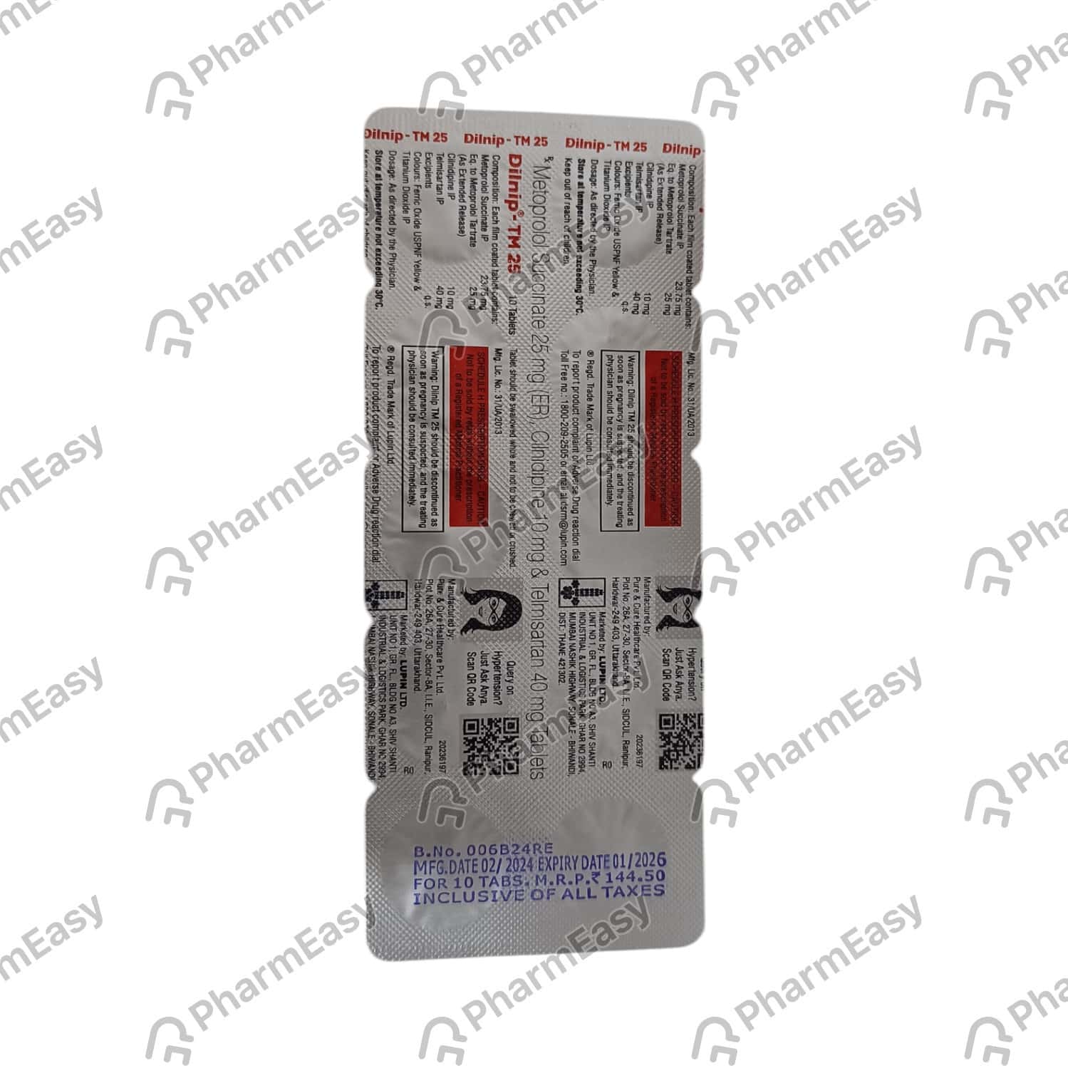 Dilnip Tm 25mg Strip Of 10 Tablets: Uses, Side Effects, Price & Dosage ...