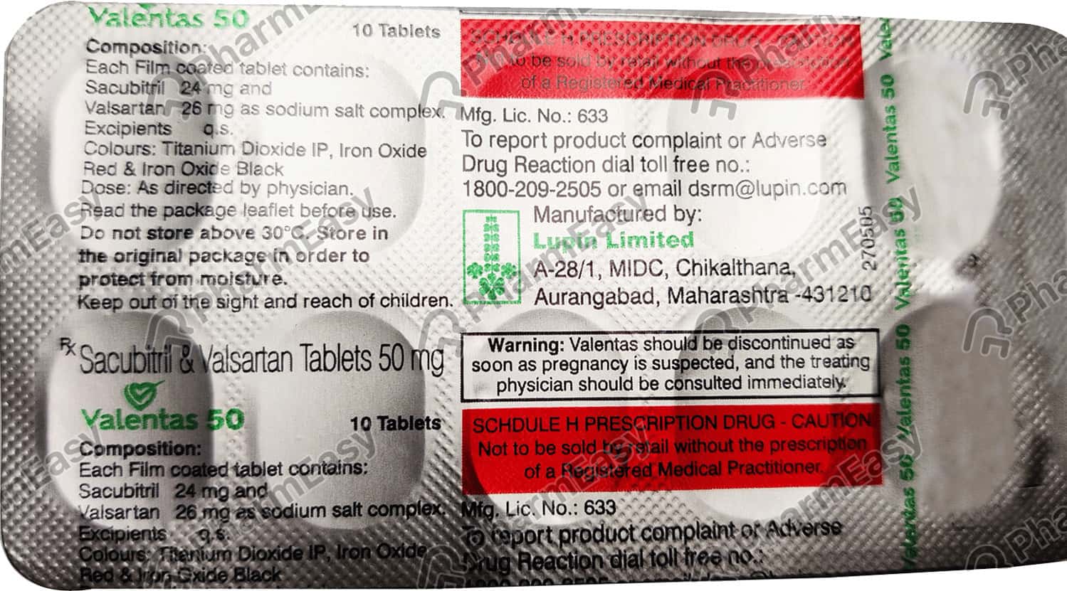 Valentas 50mg Strip Of 10 Tablets: Uses, Side Effects, Price & Dosage ...