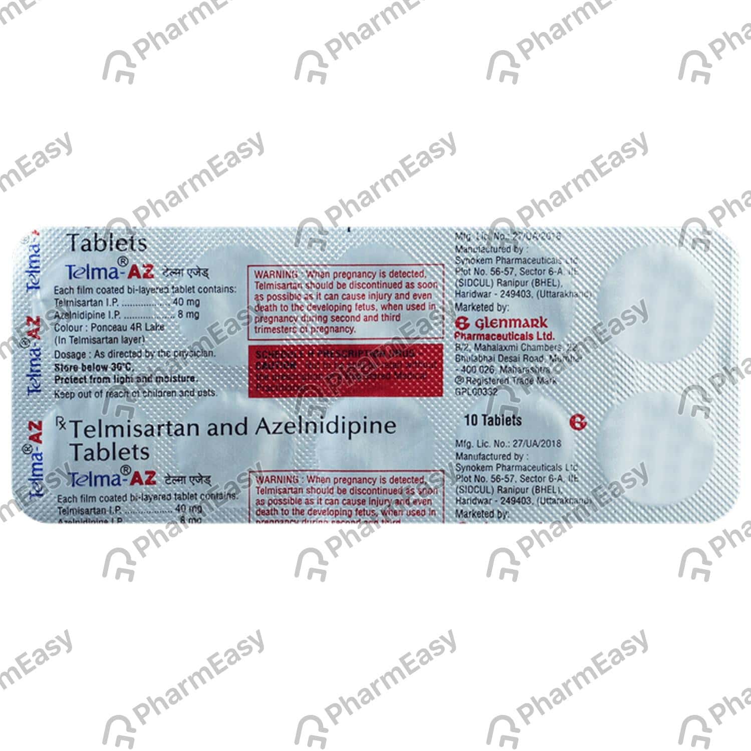 Buy Telma Az 40mg Strip Of 10 Tablets Online at Flat 15% OFF | PharmEasy