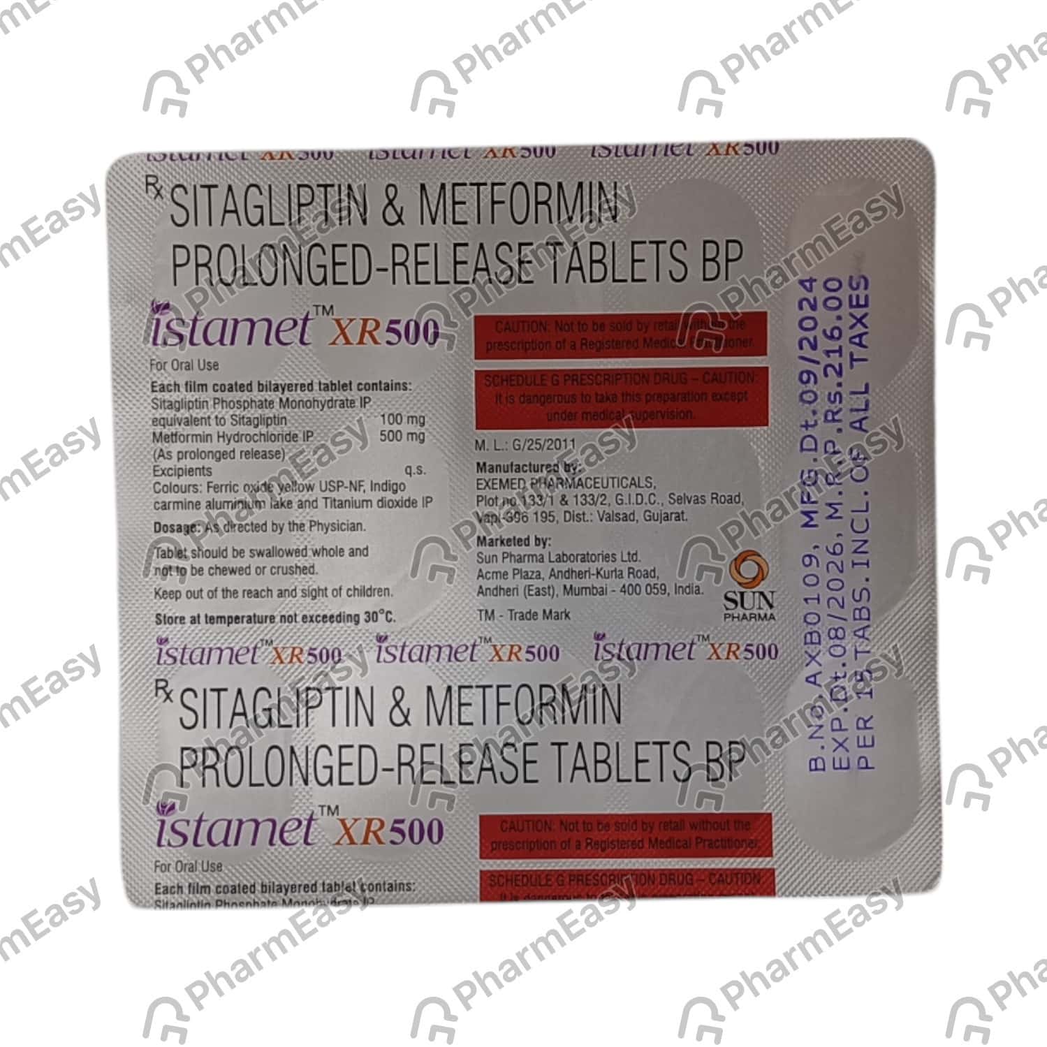 Istamet Xr 500mg Strip Of 15 Tablets: Uses, Side Effects, Price ...