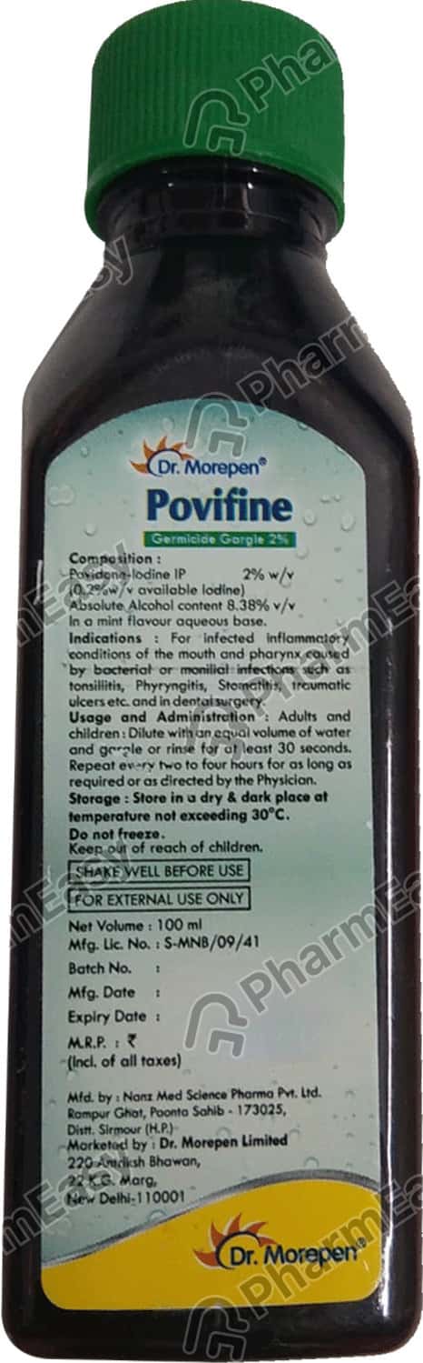 Povifine 2 %W/V Gargle (100): Uses, Side Effects, Price & Dosage ...