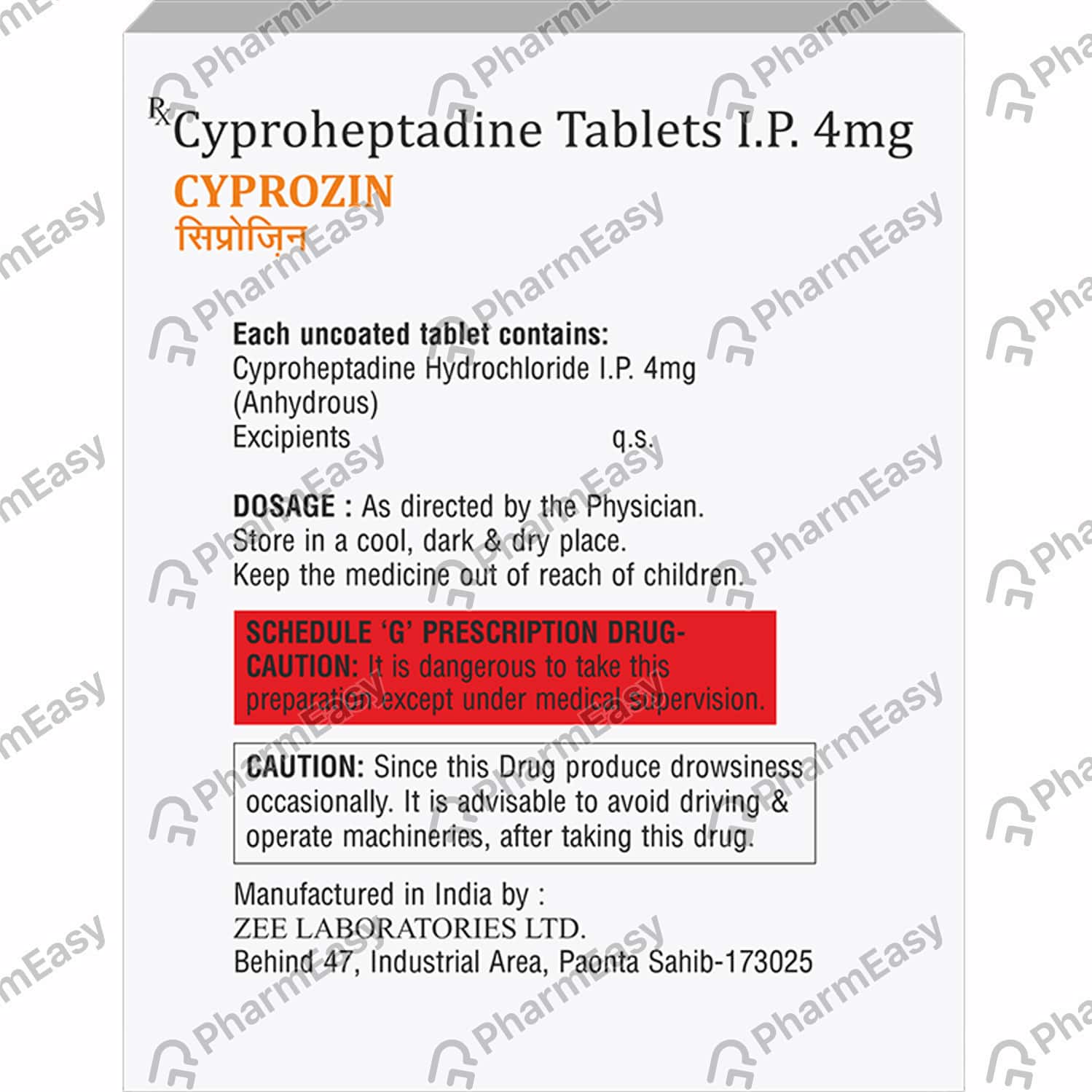 Buy Cyprozin 4 MG Tablet (30) Online at Flat 15% OFF | PharmEasy