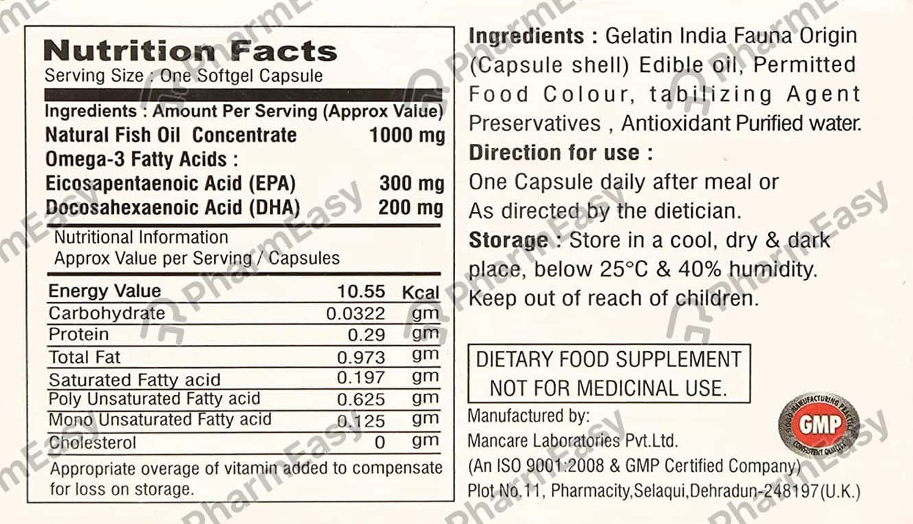 Buy Ultra Omega 3 600 MG Capsule (10) Online at Flat 15% OFF | PharmEasy