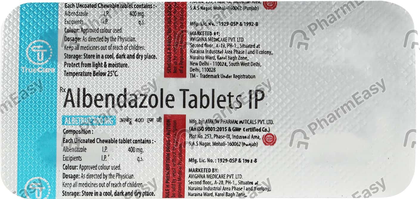 Albetrue 400 MG Chewable Tablet (1): Uses, Side Effects, Price & Dosage ...