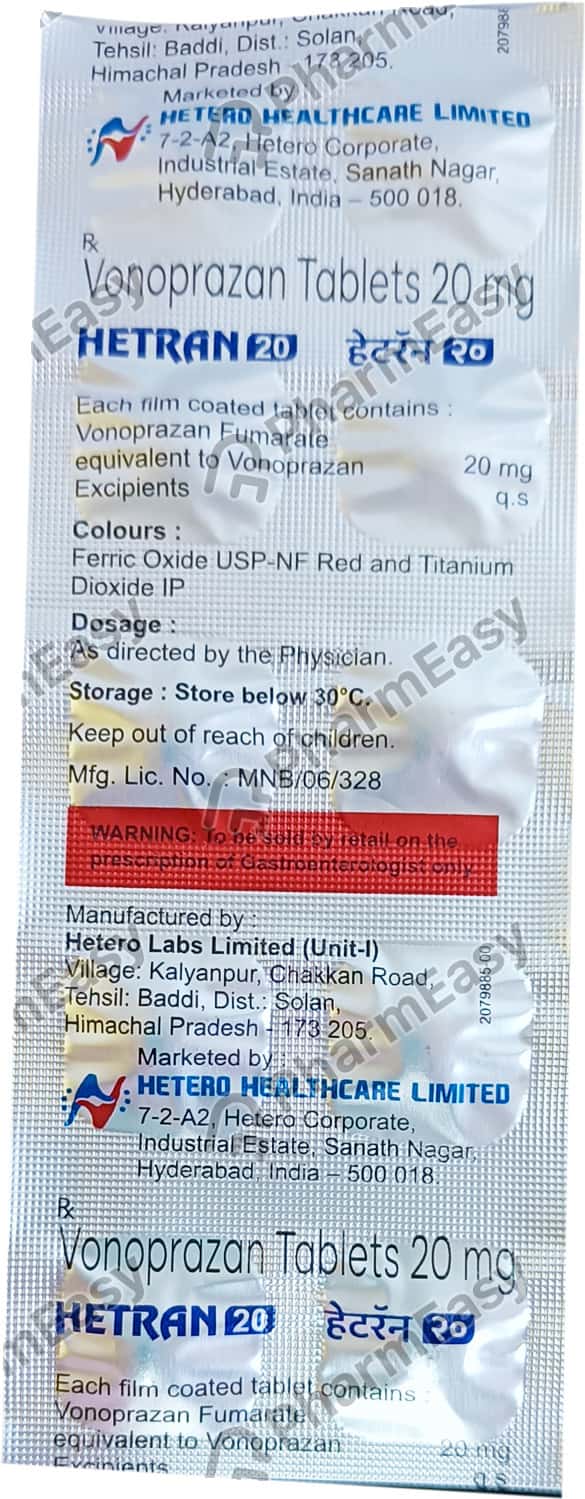 Hetran 20 MG Tablet (10): Uses, Side Effects, Price & Dosage | PharmEasy